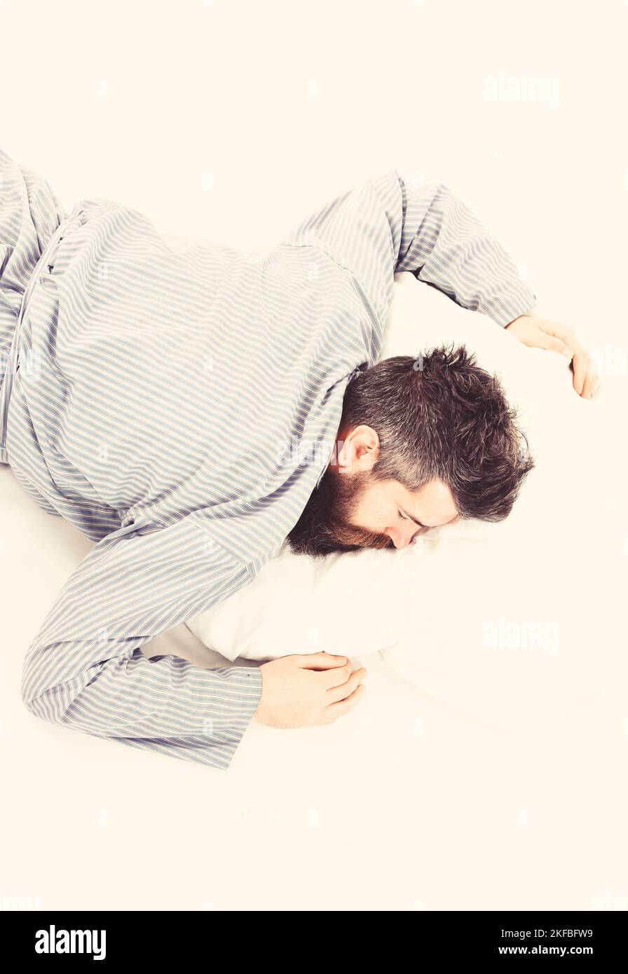 Hipster with beard and mustache sleep. Man sleeping Stock Photo - Alamy