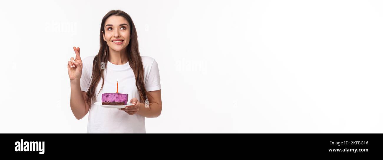 Entertainment, fun and holidays concept. Portrait of positive, smiling ...