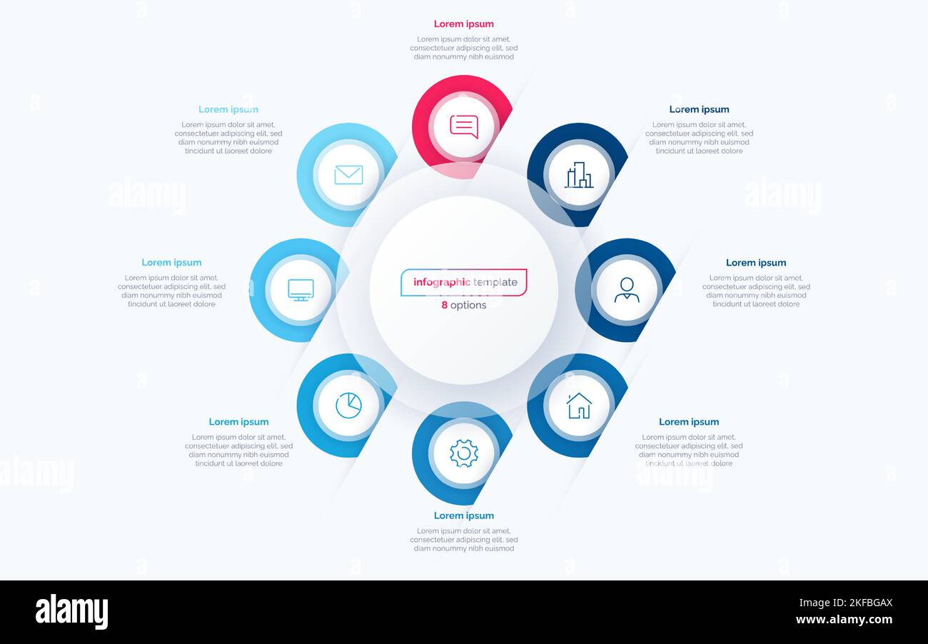 Eight option circle infographic design template. Vector illustration ...