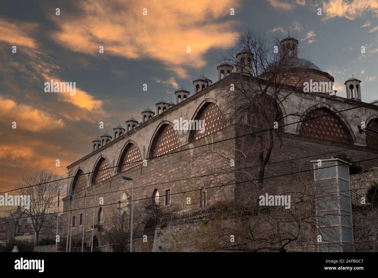 Tophane-i Amire Building. old ottoman architecture and sunset in the ...