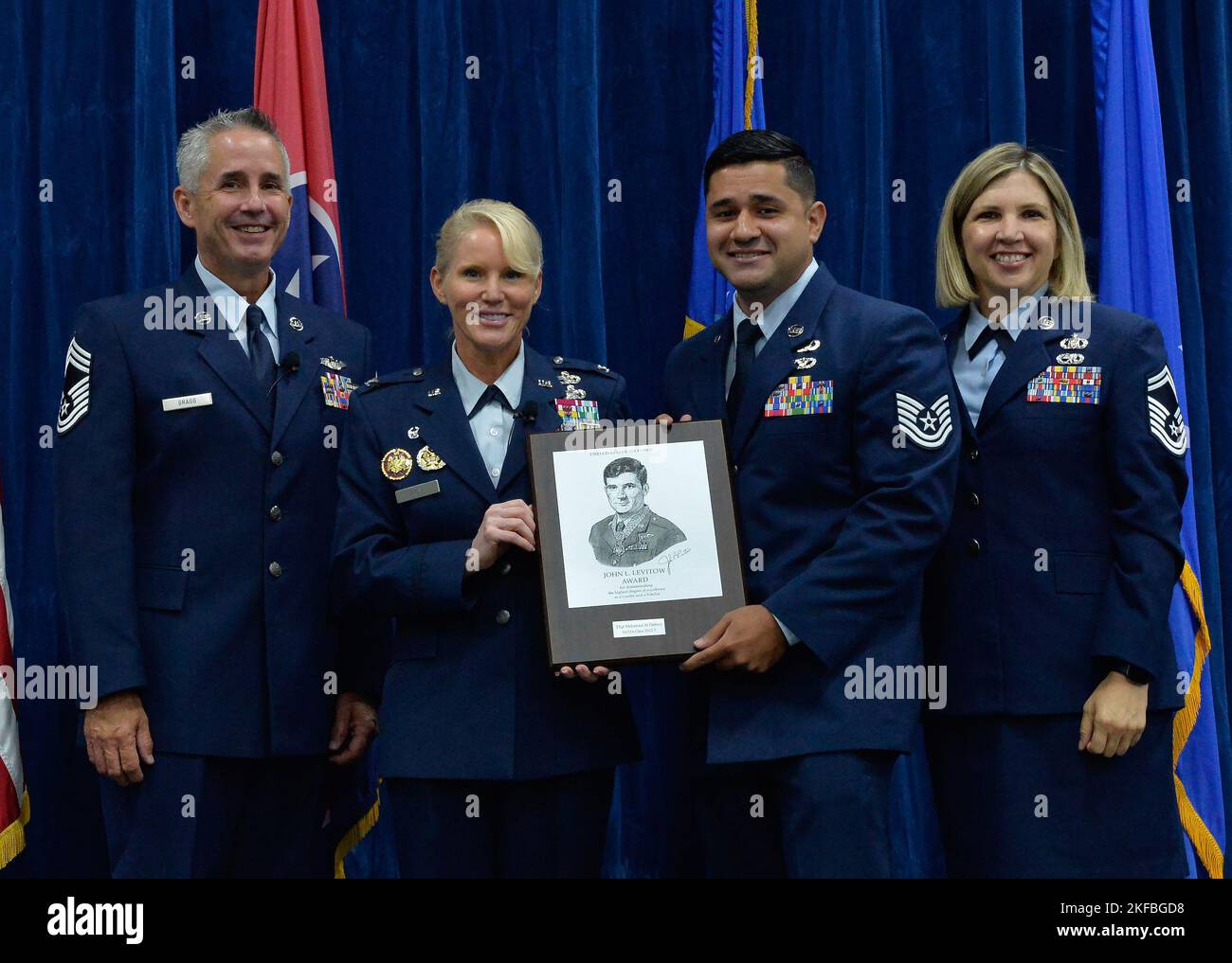 U.S. Air Force Mohamed Dalawi receives the John L. Levitow Award during ...