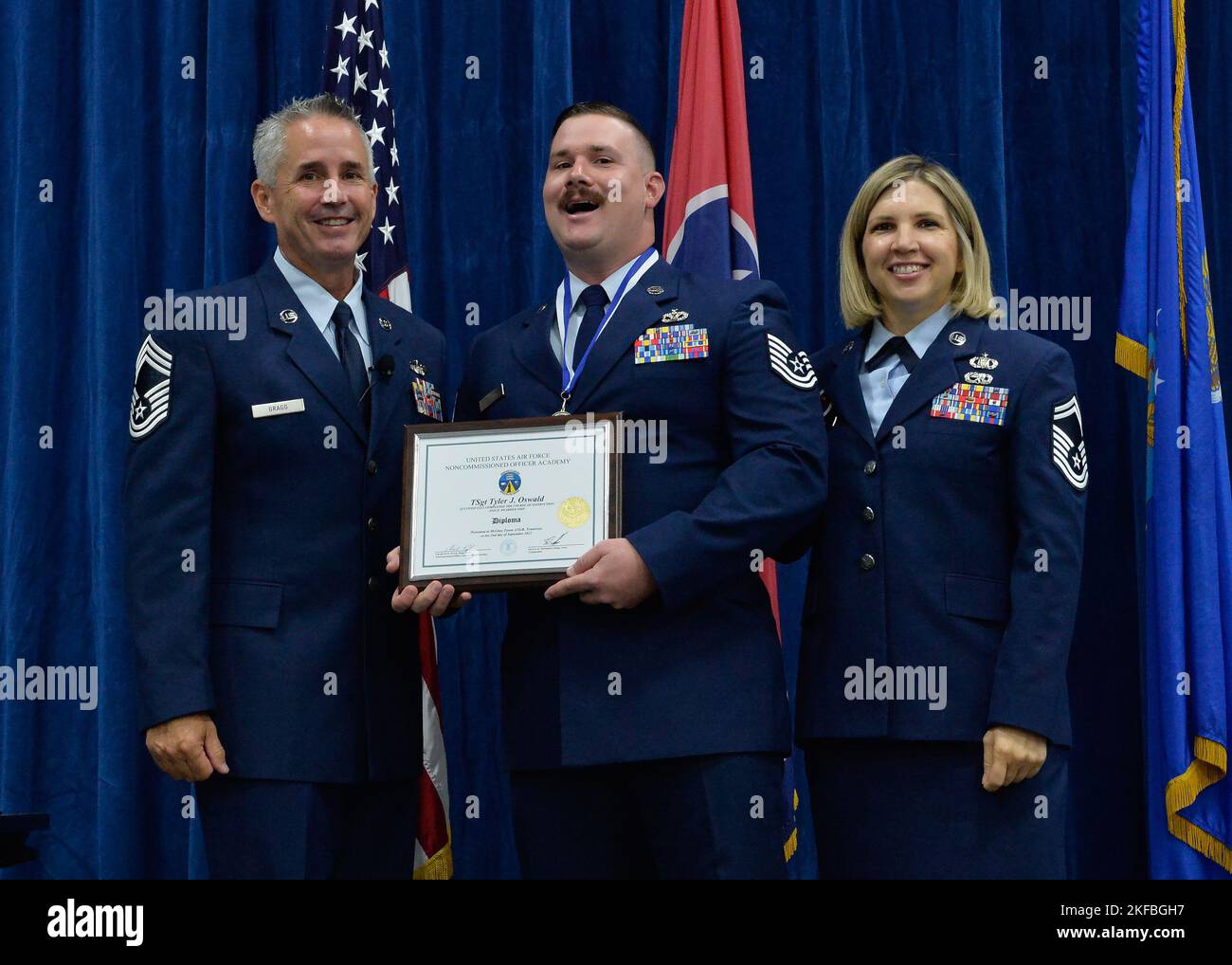 U.S. Air Force Tech Sgt. Tyler Oswald receives the Distinguished ...