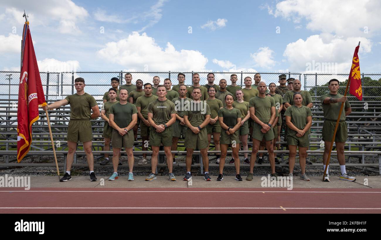 U.S. Marines with 2nd Network Battalion, Marine Corps Cyberspace Operations Group, pose for a ...