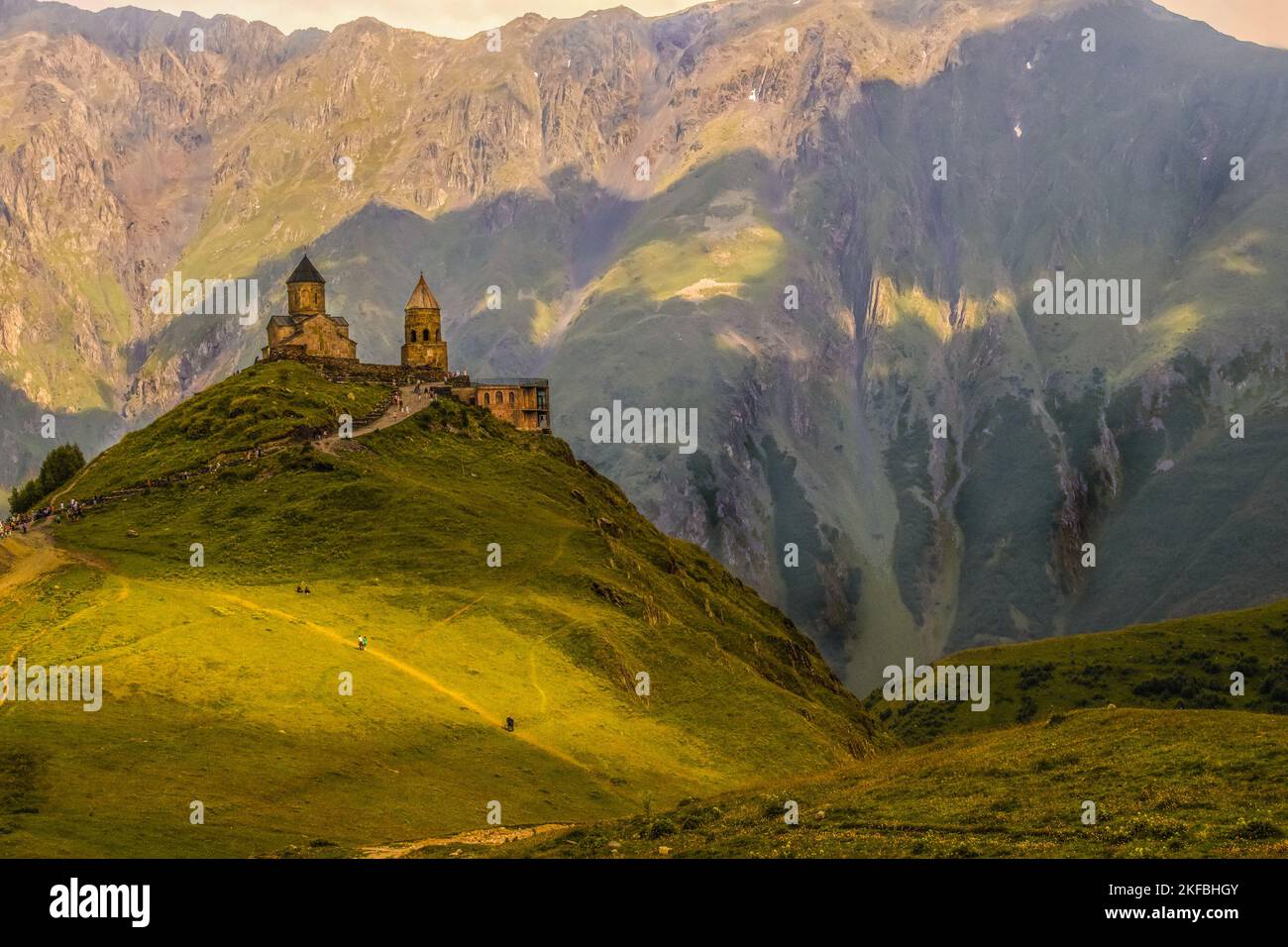 Gergeti Trinity Church in Georgia near the northern border with Russia ...