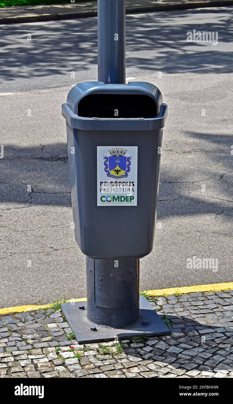 PETROPOLIS, RIO DE JANEIRO, BRAZIL - October 28, 2022: Trash can on ...