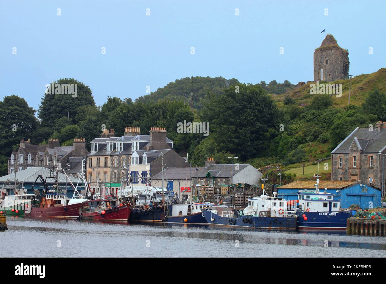 Harbour View of Tarbert with Tarbert Castle, Kintyre, Argyll and Bute ...