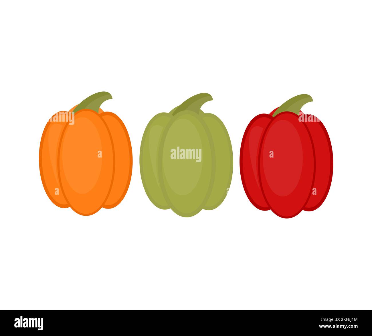 Set of colored bell peppers, Sweet red, green, orange peppers logo ...