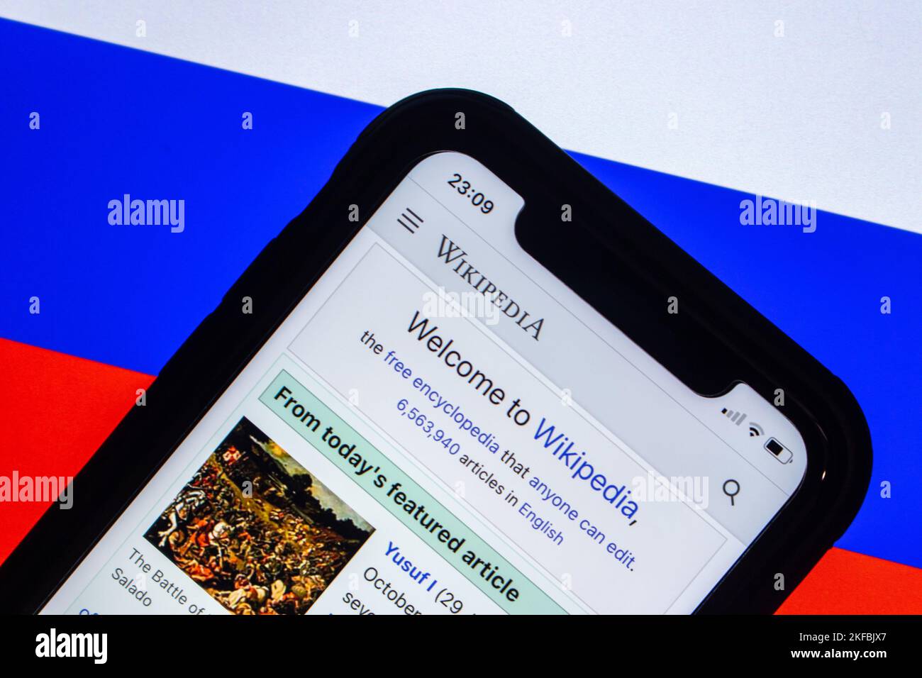 Vancouver, CANADA - Oct 19 2022 : Wikipedia website seen in iPhone ...