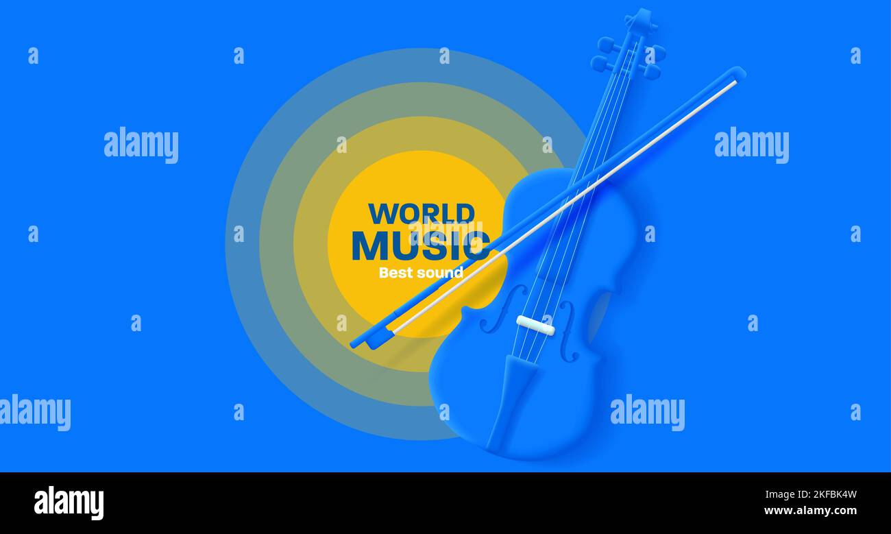 violin music award poster with 3d blue monochrome render music ...