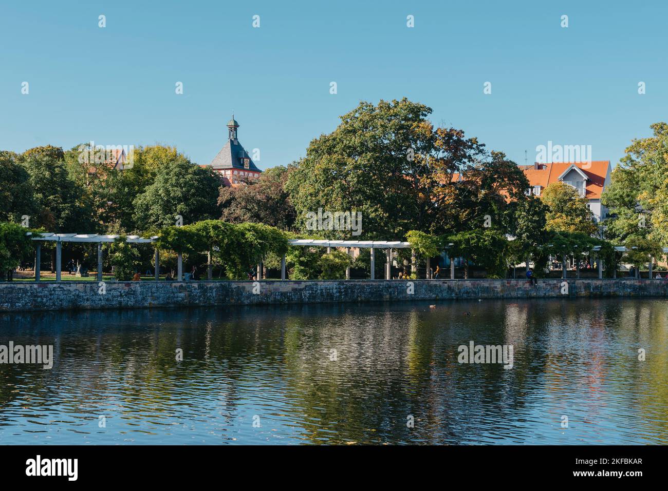 City Pond in Old European City Bietigheim-Bissingen In Germany. the ...