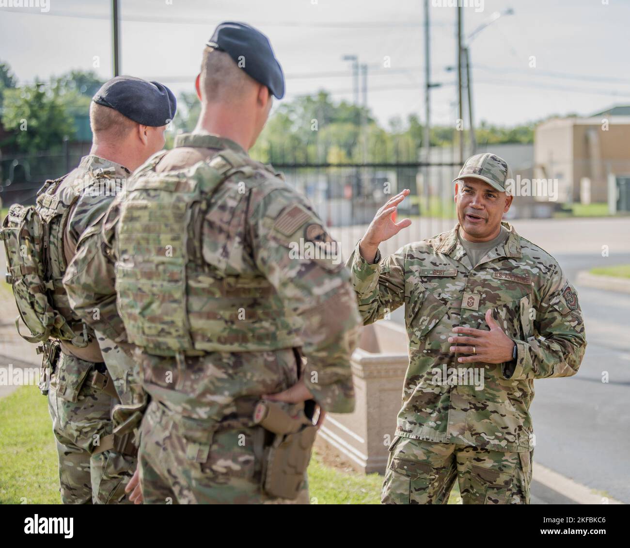 Command Chief Master Sgt. Steven Best engages with service members from ...