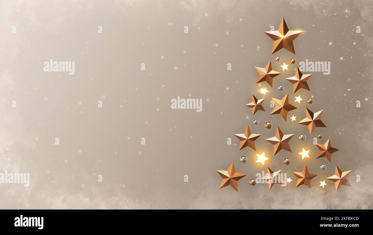 Star Tree Christmas Background Presentation Template 3D Illustration ...