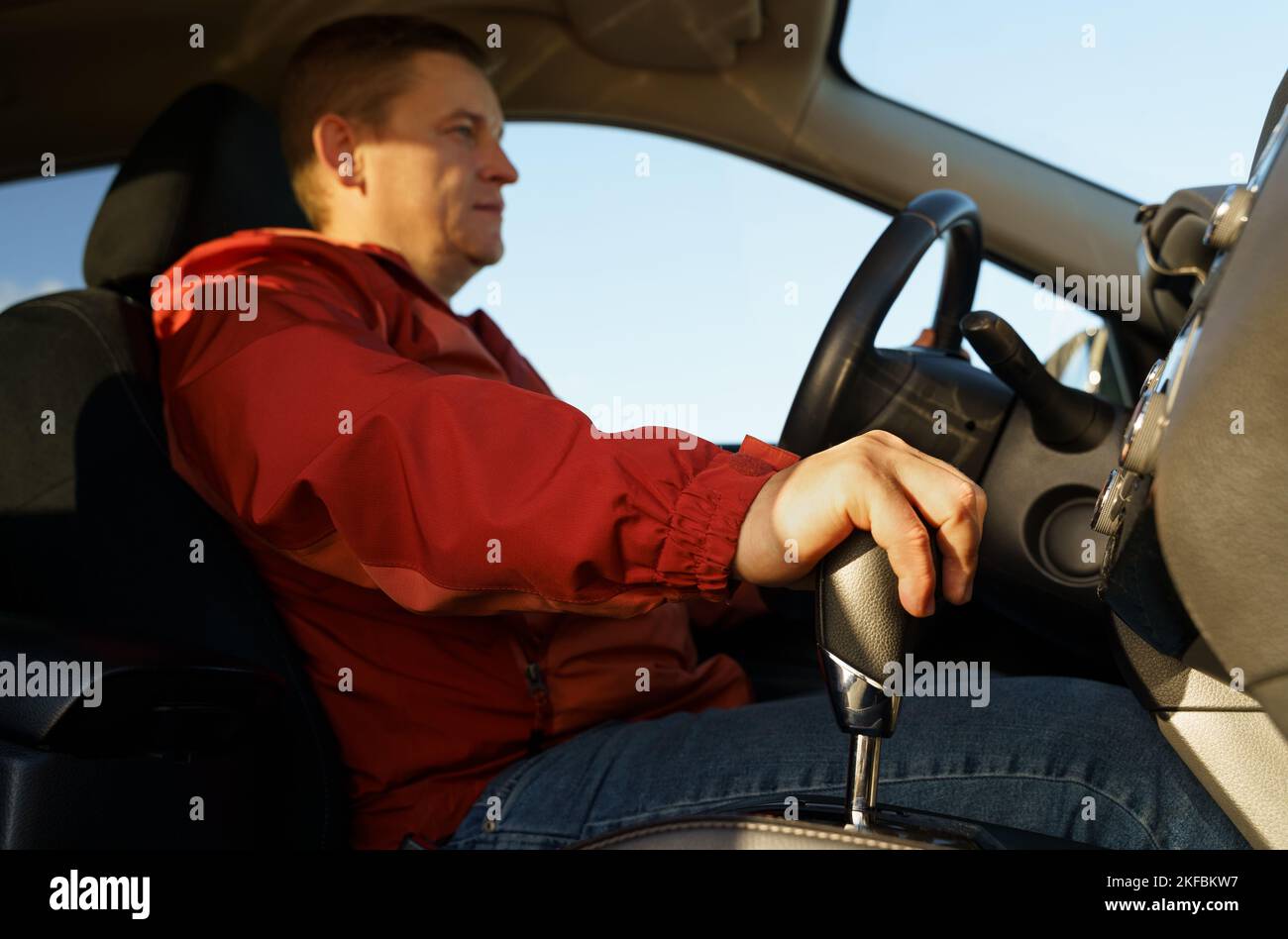 The driver activates the drive option in the automatic transmission ...
