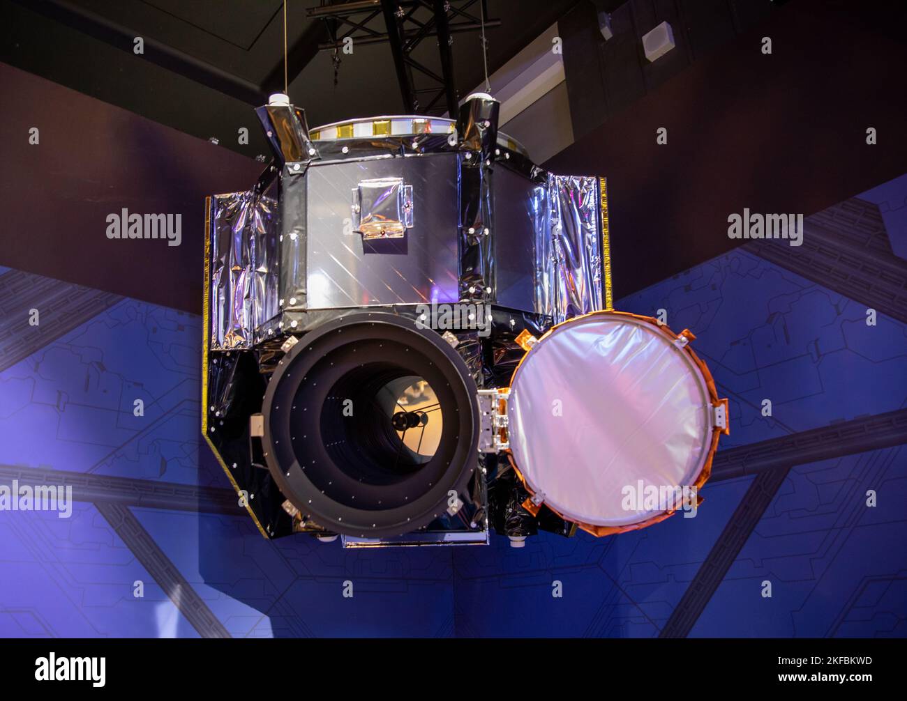 A model of the Cheops space telescope in the Science Museum in London ...