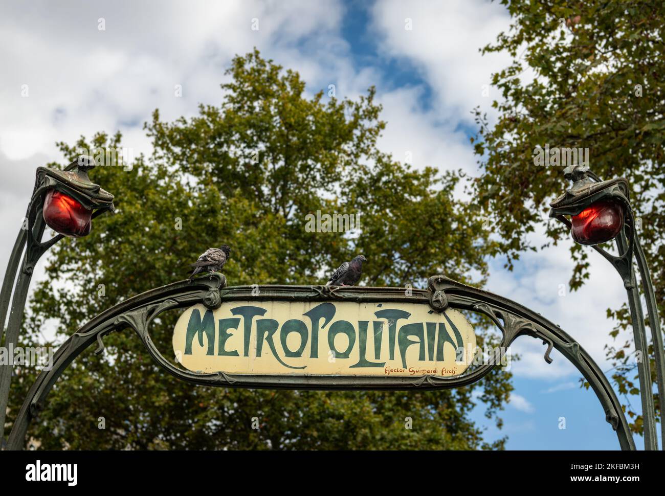 Traditional Paris Art Nouveau Metropolitan Railway sign, Paris, France ...