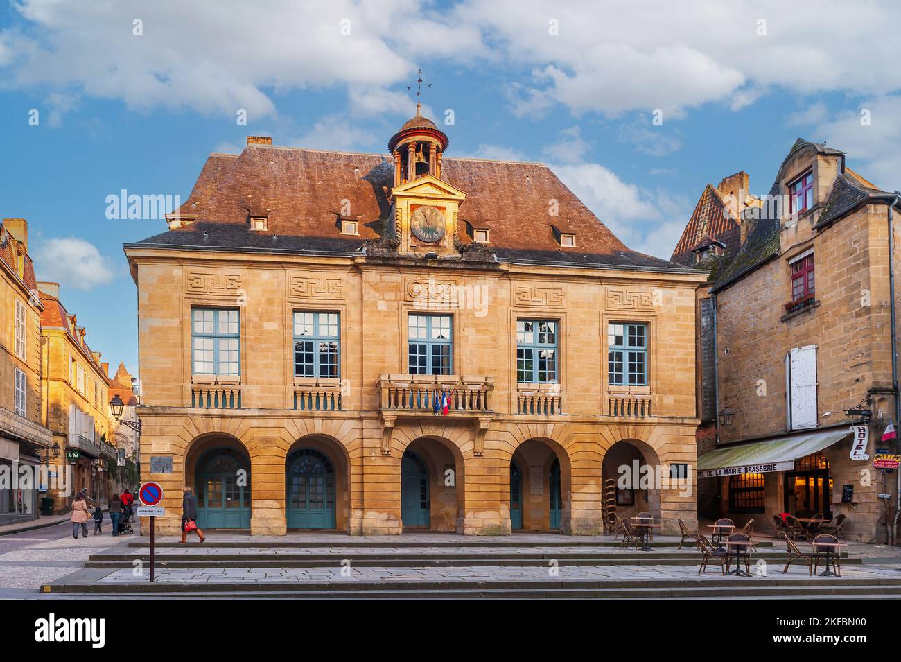 Representative facades of the town of Sarlat la Caneda, in Perigord ...
