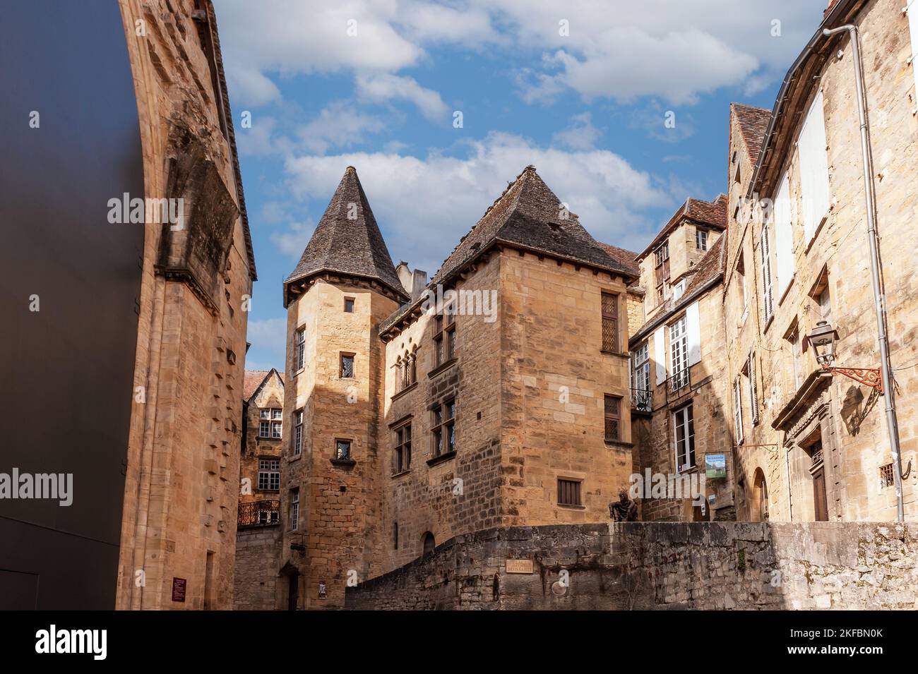 Representative facades of the town of Sarlat la Caneda, in Perigord ...