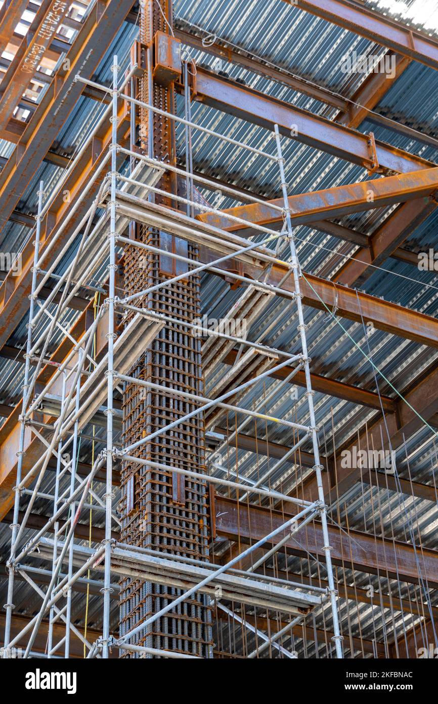 man welding steel on a girder at heights, building structure, mexico ...