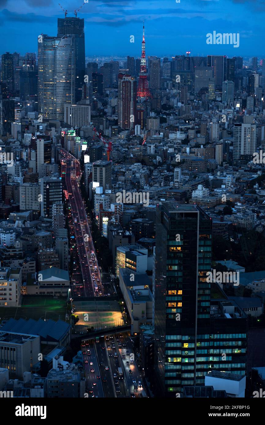 An aerial view of Tokyo during night Stock Photo - Alamy