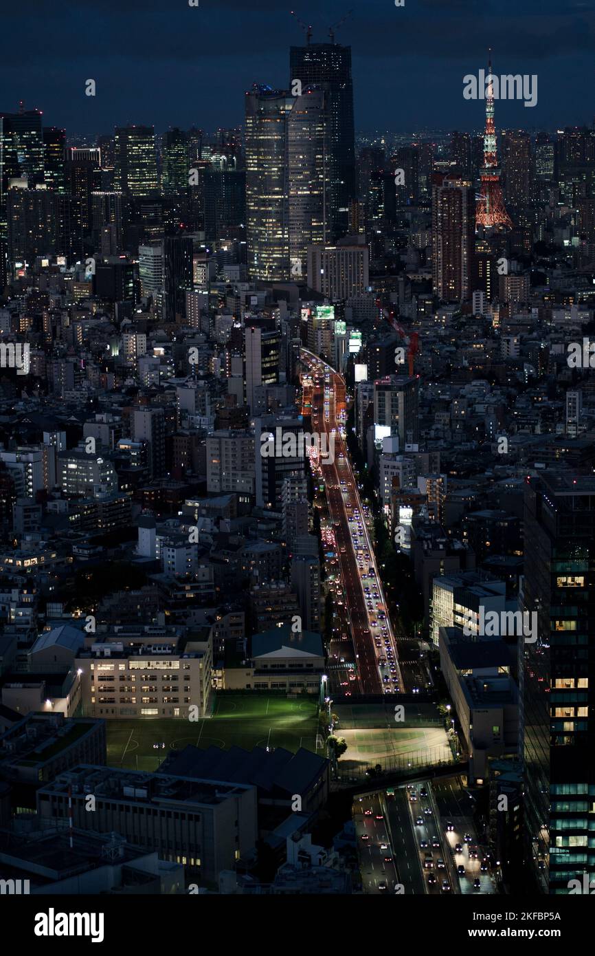 An aerial view of Tokyo during night Stock Photo - Alamy