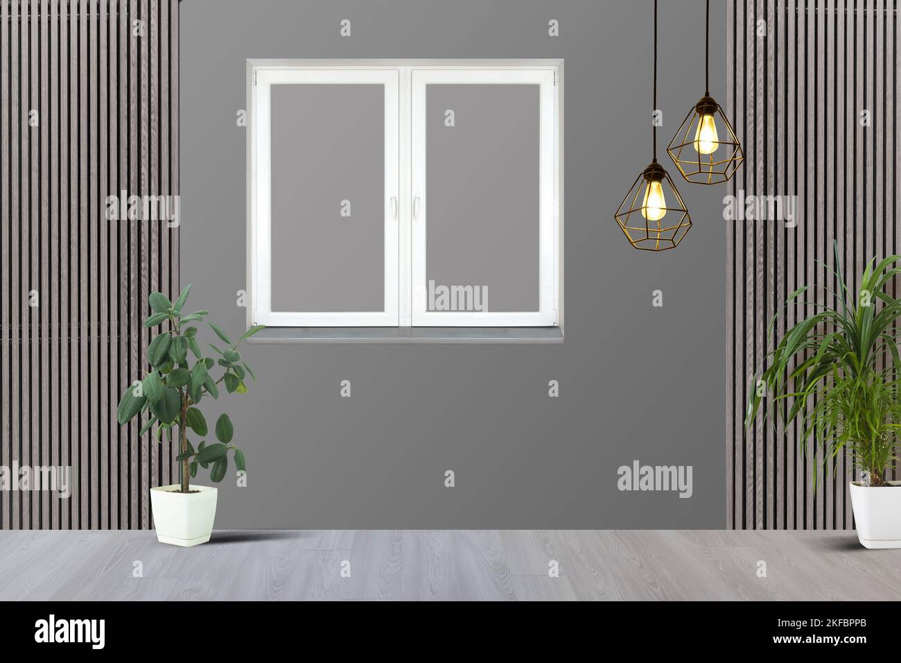 large empty interior design and decorative wall, modern lamp Stock ...