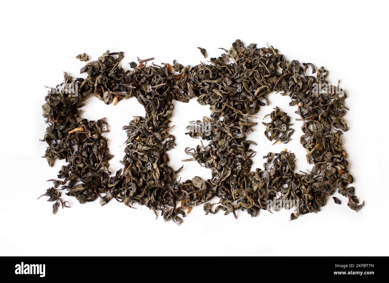 Tea leaves concept english word written on pink background lettering ...