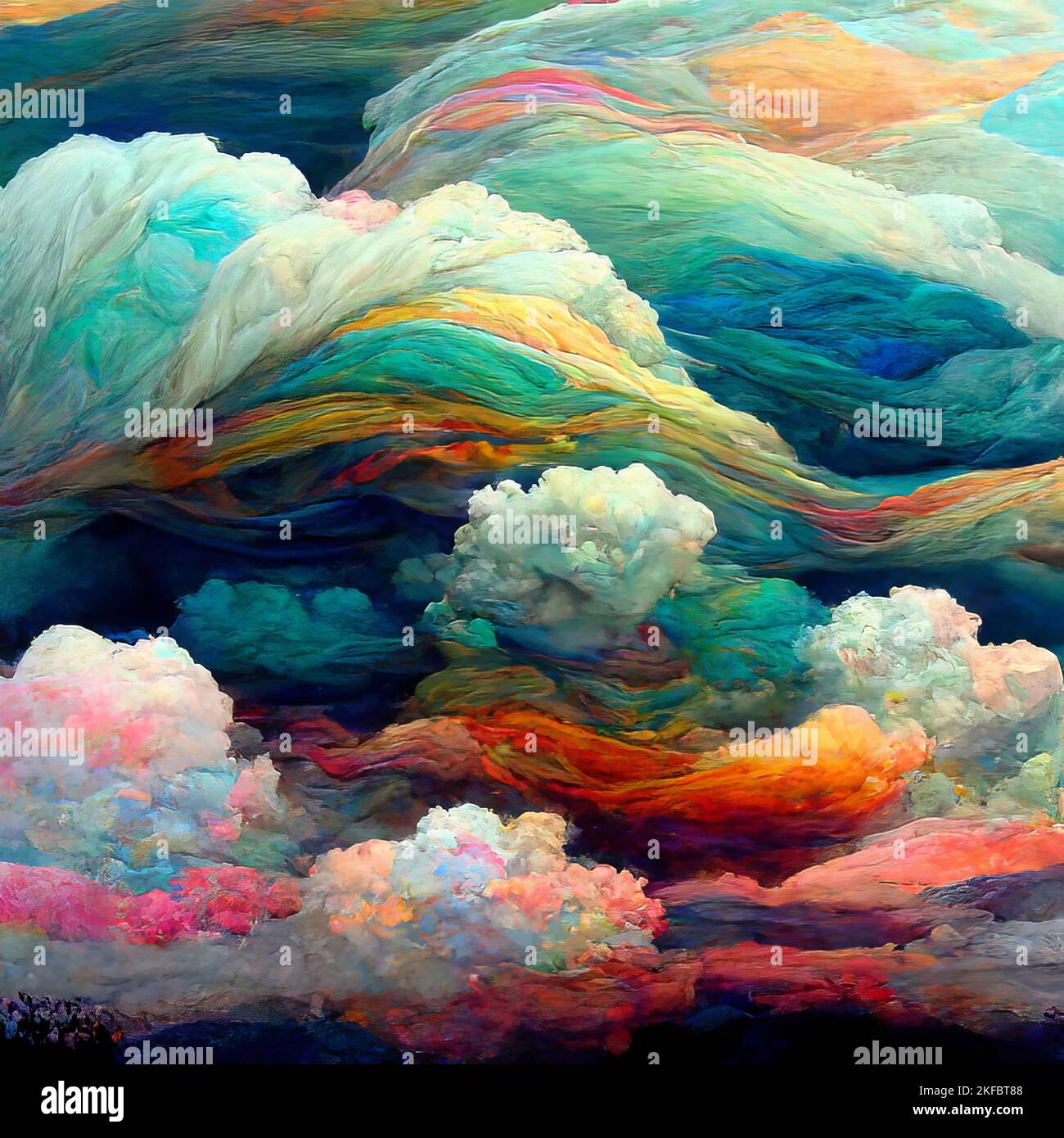 Colourful abstract cloud background in a painted style. Imagination and ...