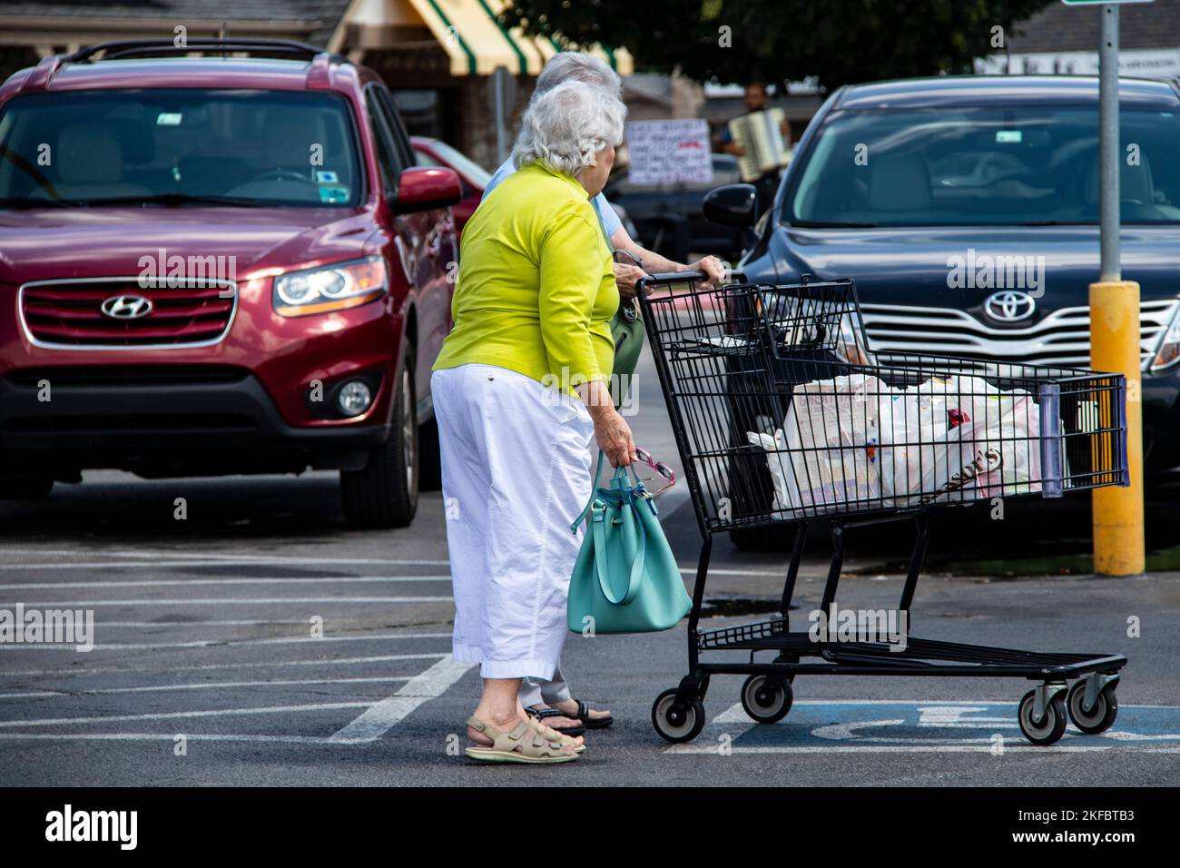 Old lady shopping trolley hi-res stock photography and images - Alamy