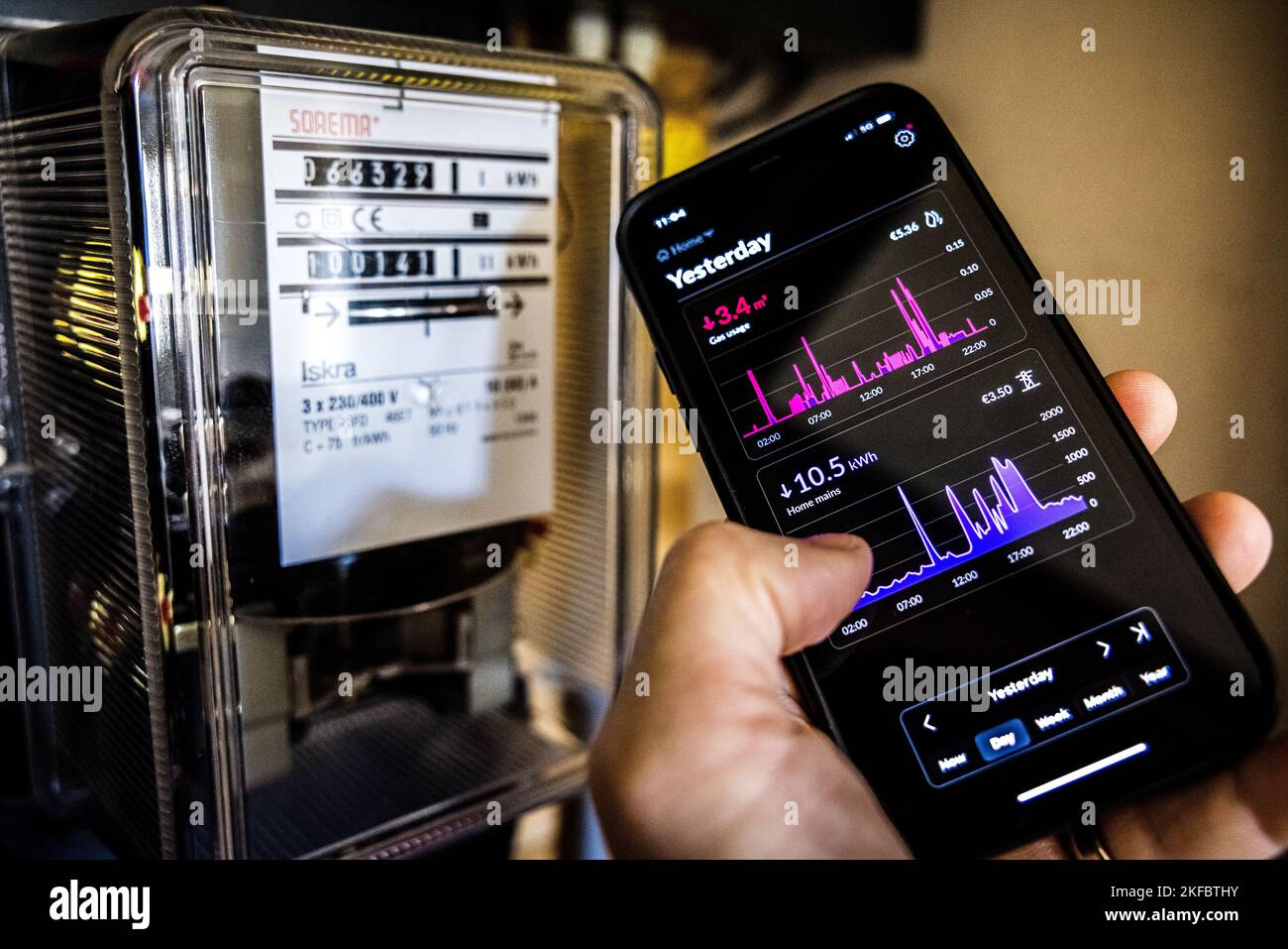 ILLUSTRATIVE - The electricity consumption can be viewed in an app via ...