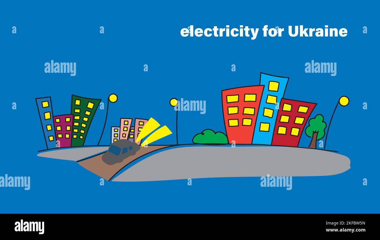 bright illustration of the evening city with light Stock Vector Image ...