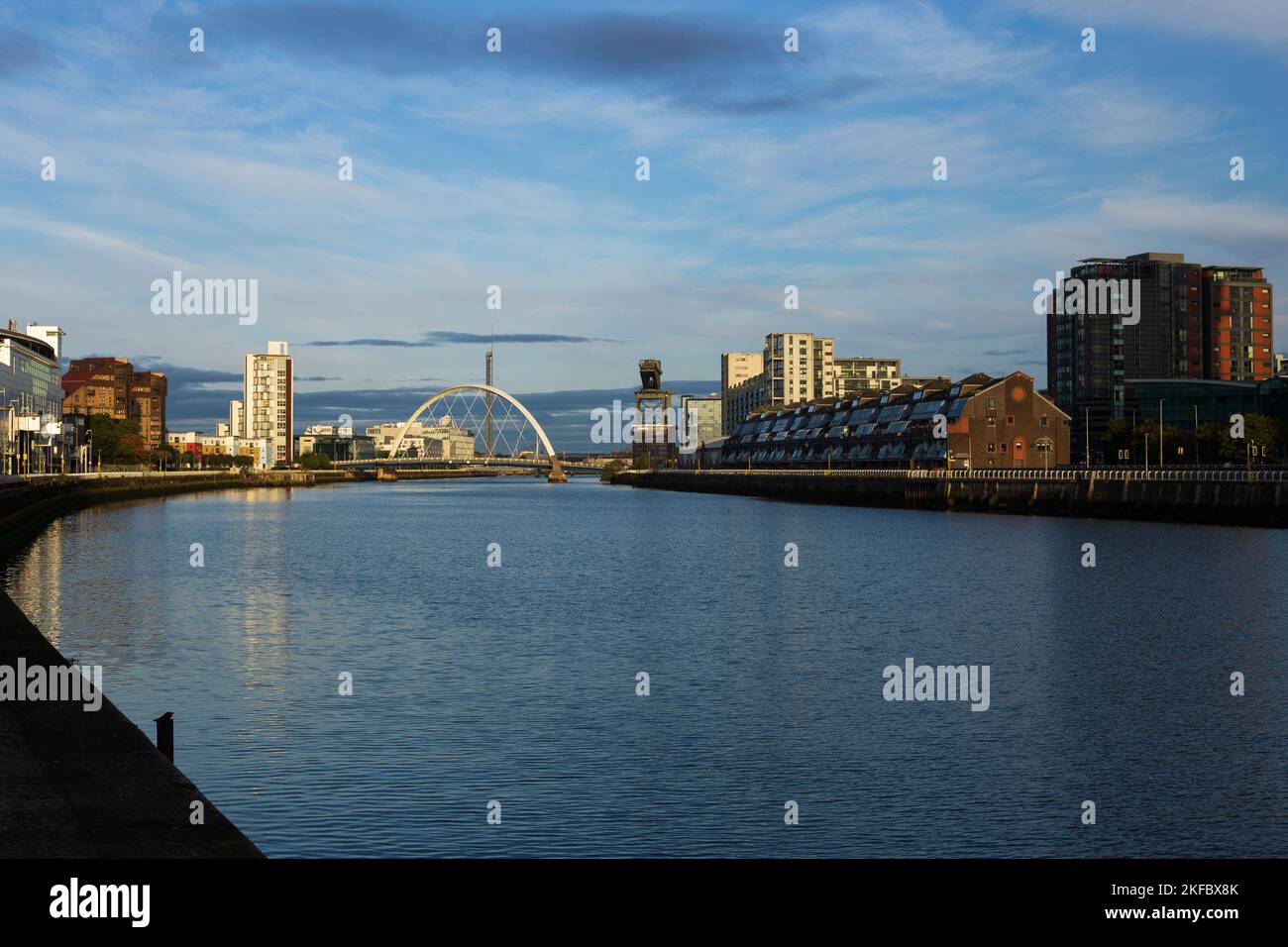 River Clyde in Glasgow City centre at sunrise Stock Photo - Alamy