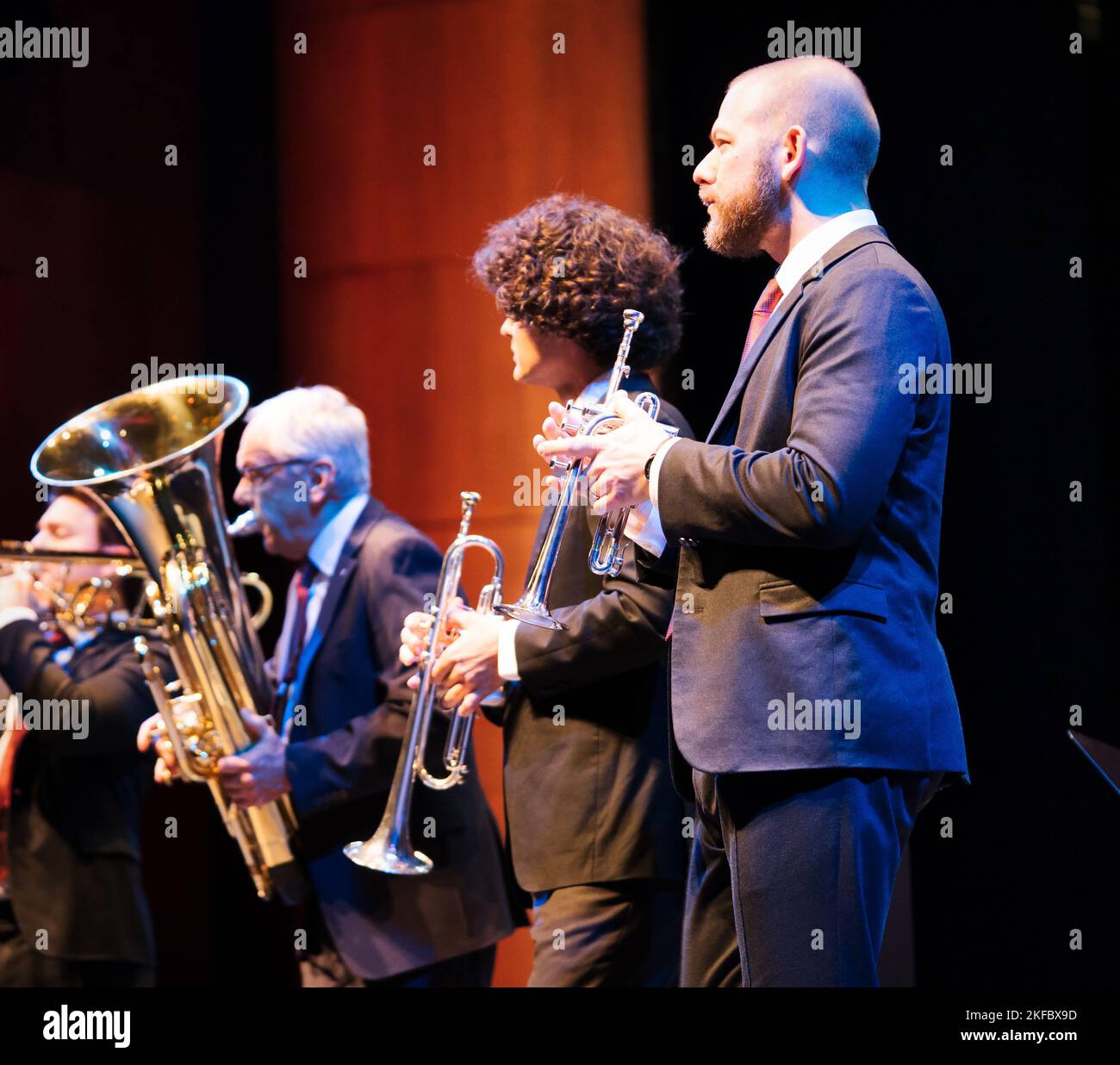 A music band Canadian Brass playing at the Lake Theater in Frutillar ...