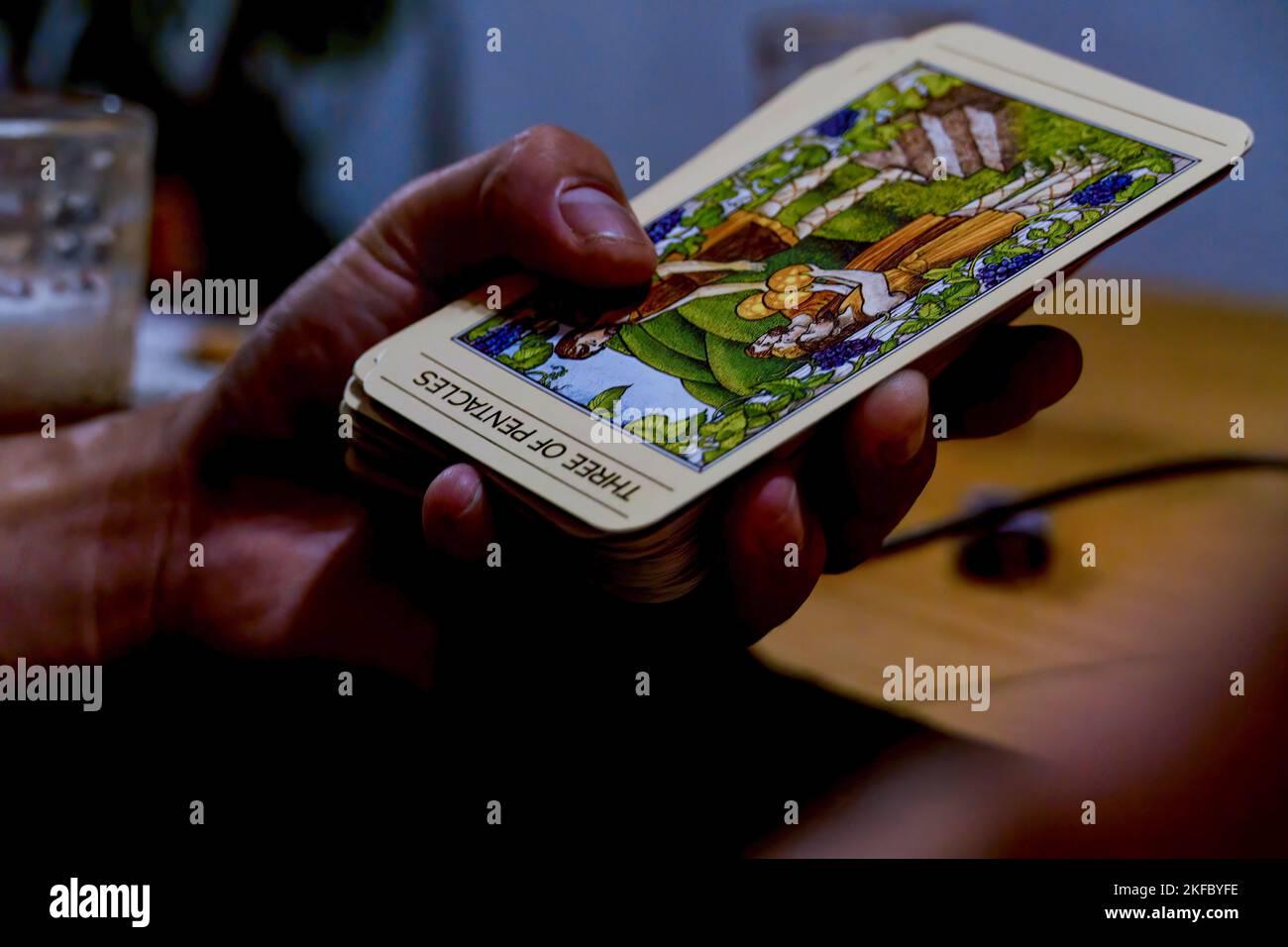 young man reading tarot cards to his client, mexico latin america Stock ...