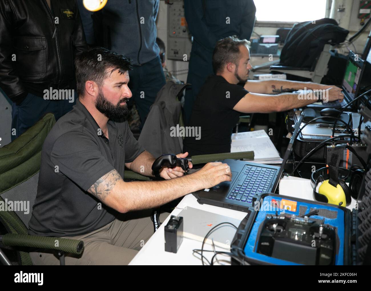 220904-N-DE439-1082 IRISH SEA (Sept. 4, 2022) Jason Ward, front, site ...