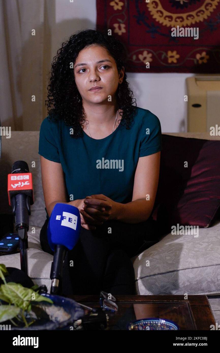 Cairo, Egypt. 17th Nov, 2022. Sanaa Seif, sister of Egyptian-British ...