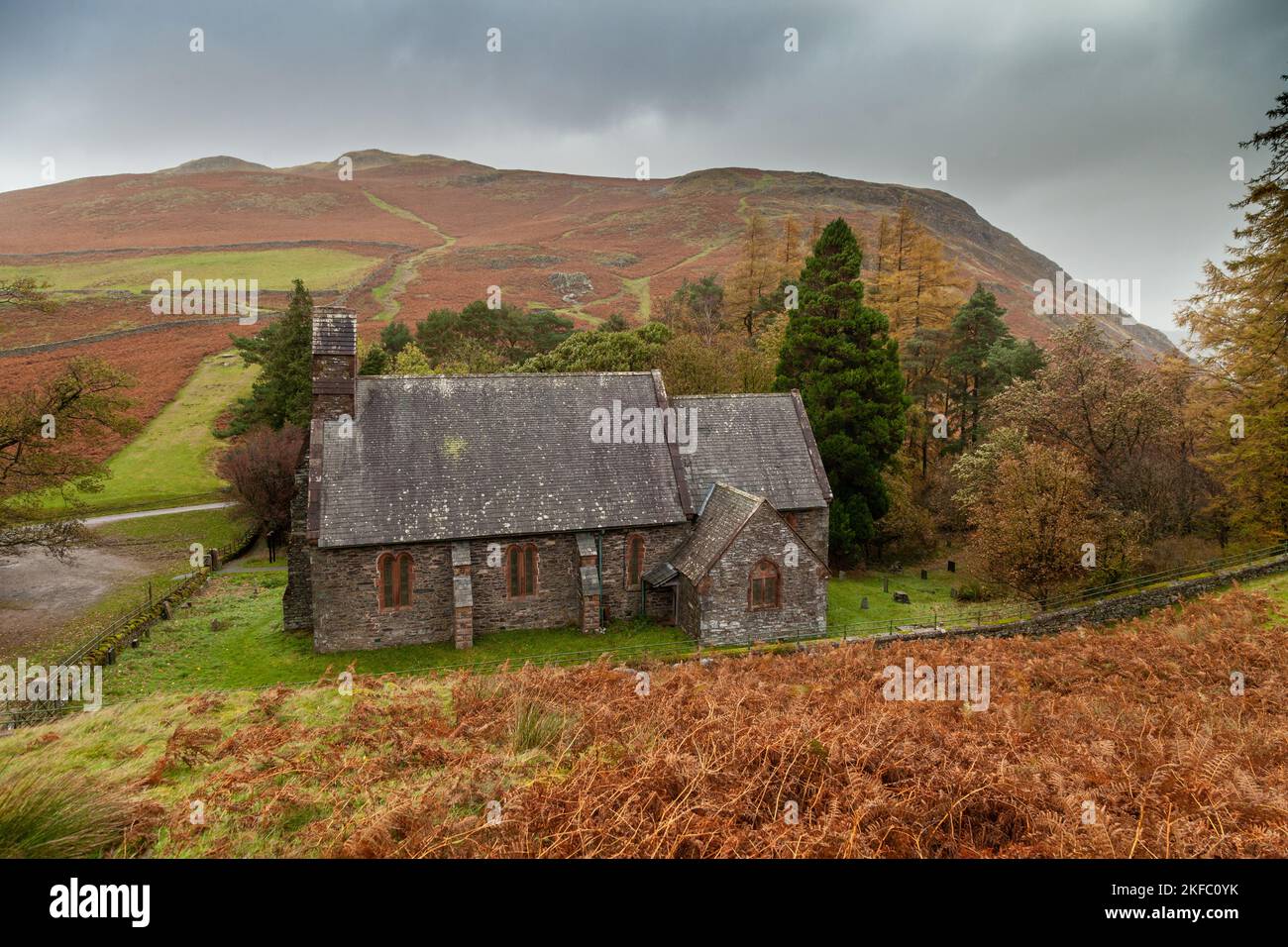 St Peter's Church, Martindale, with Hallin Fell in the background ...