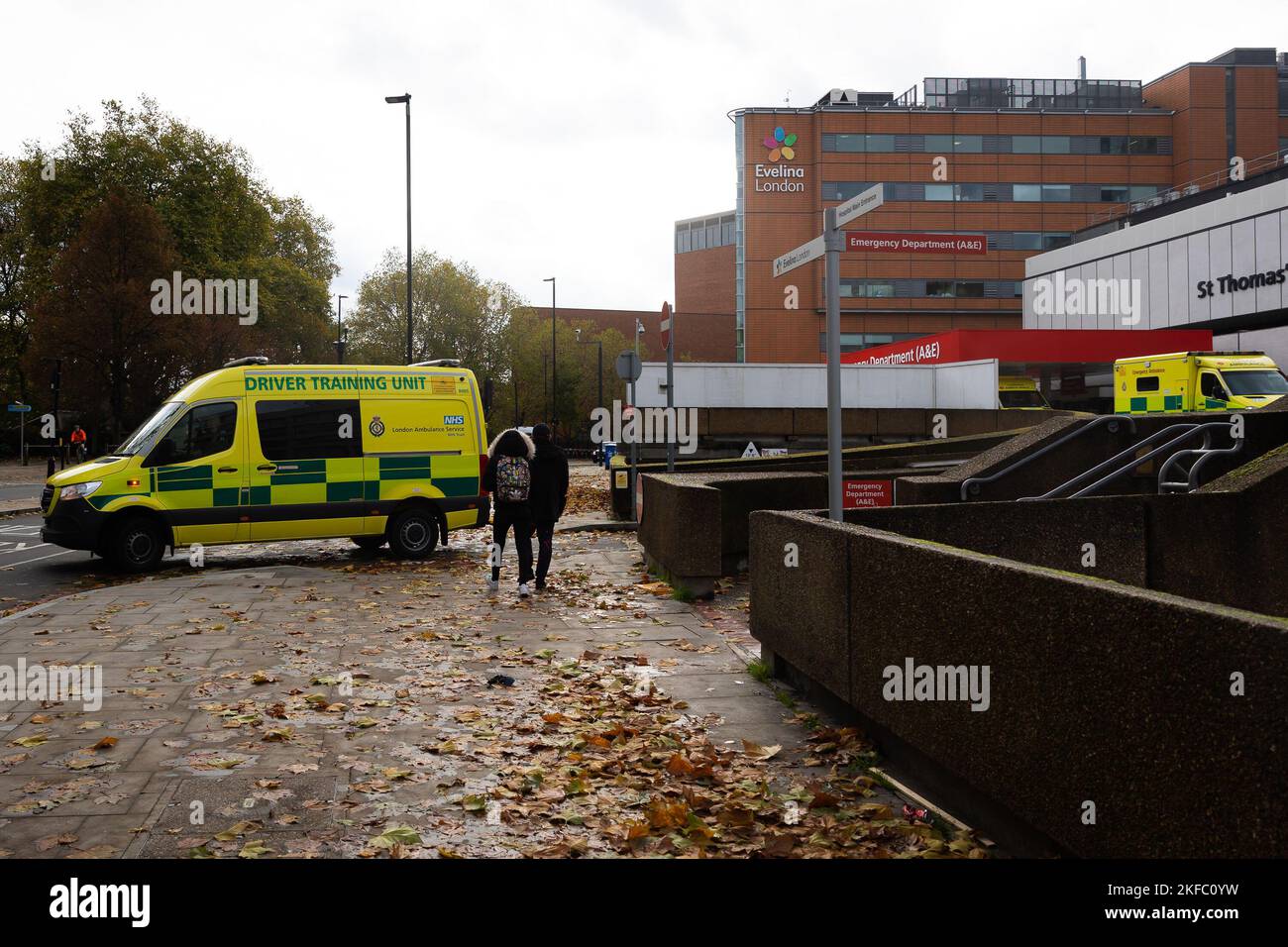 An ambulance belonging to the London Ambulance Service leaves St Thomas ...