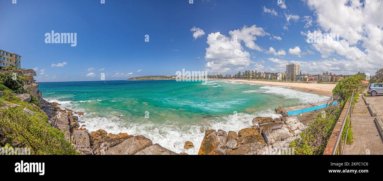 Panoramic picture of Queenscliff Beach near Sydney during daytime ...