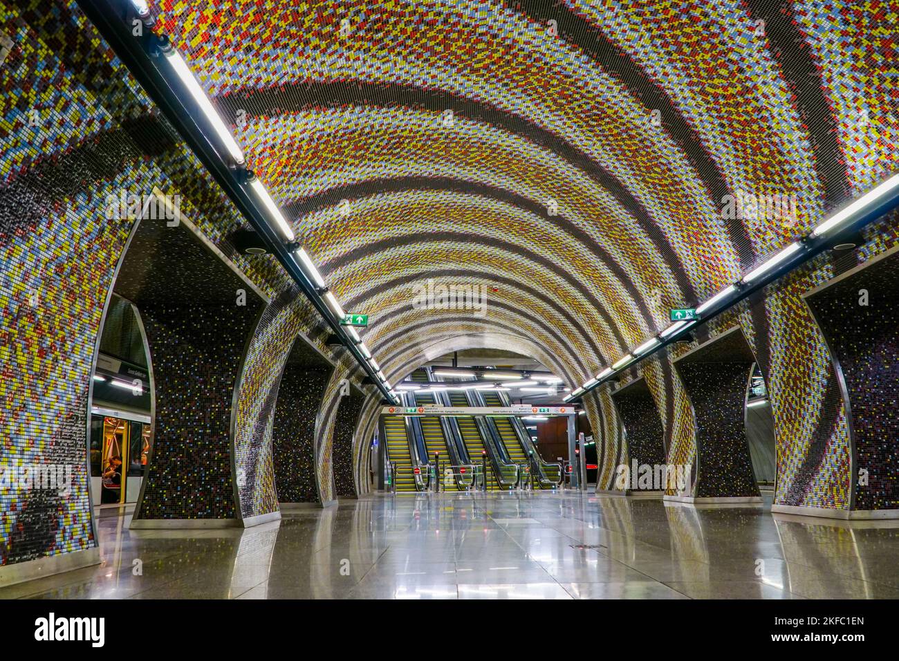 A beautiful view of Gellert subway metro's interior design in Hungary ...