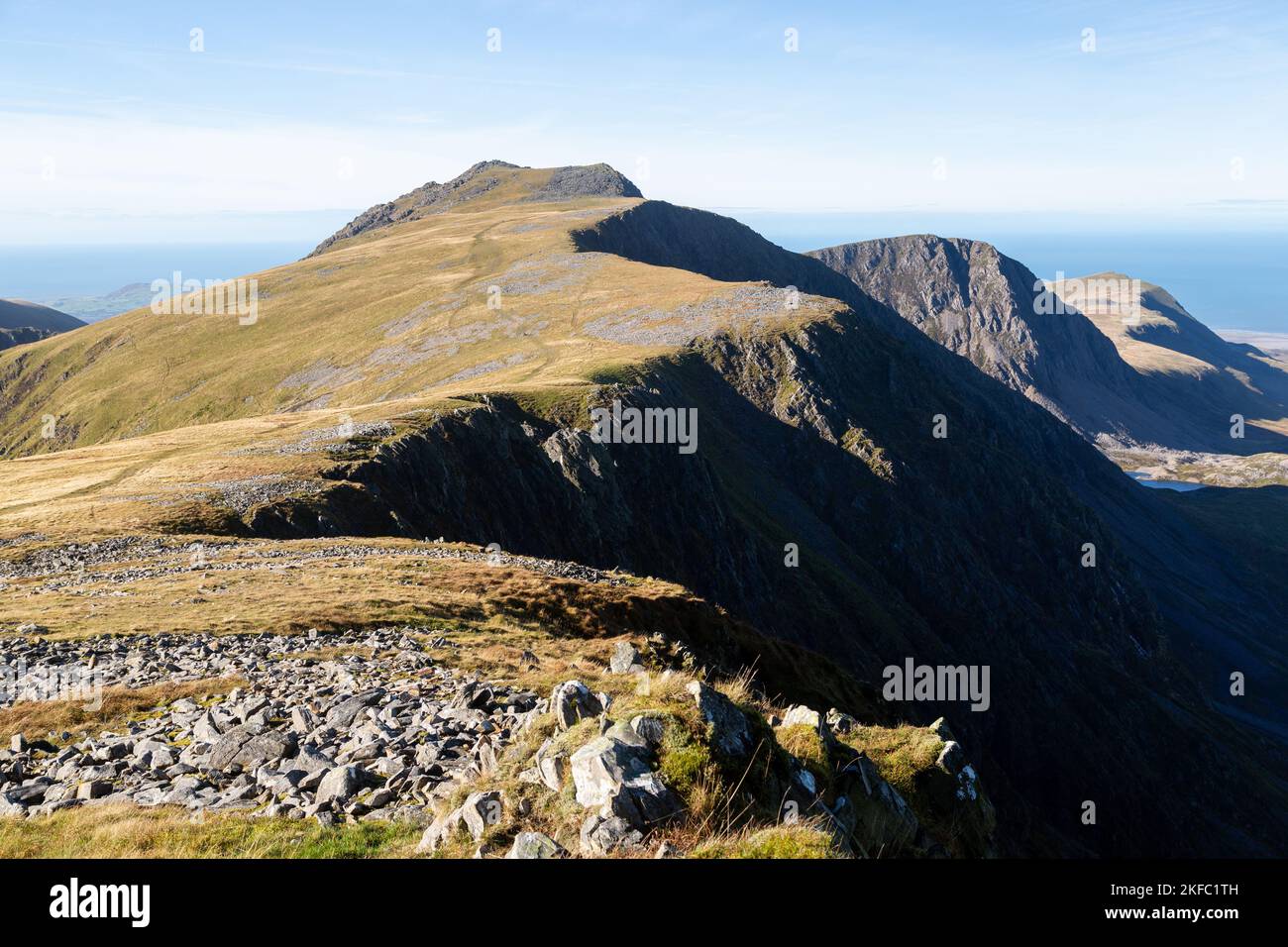 Looking towards the summit of Cader Idris in the snowdonia national ...