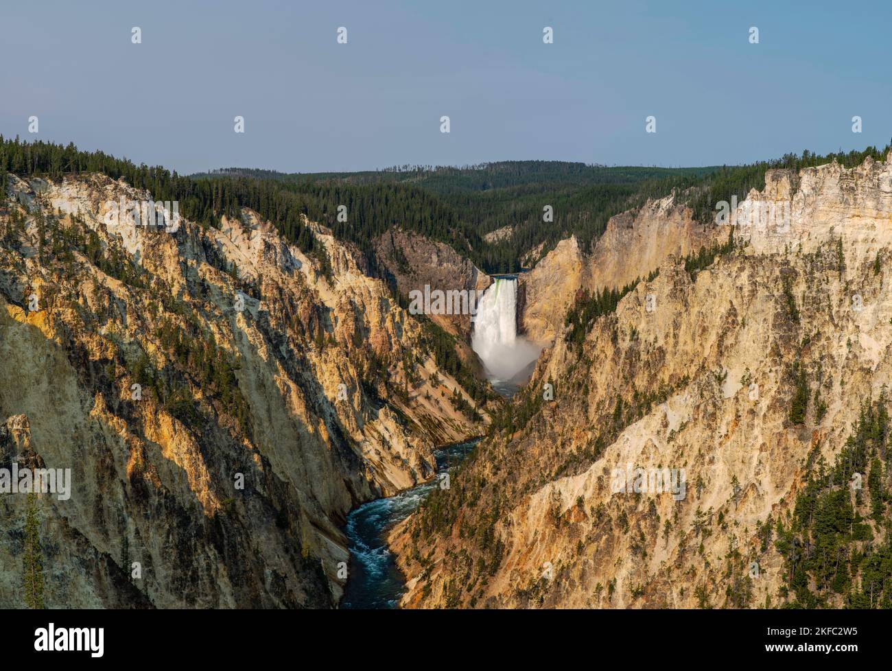 A morning view of the Lower Falls of the Yellowstone River and the ...