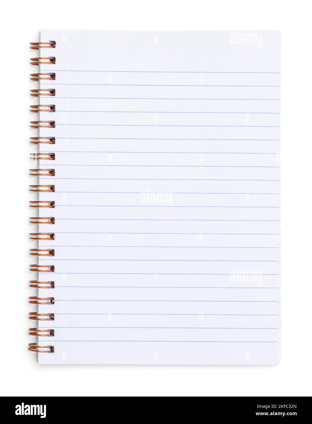 Open Spiral Note Book with Blank Lined Paper Pages Cut Out on White ...
