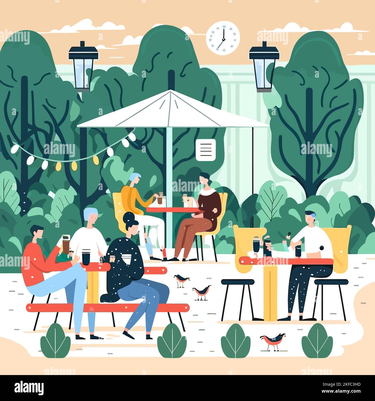 Group people in cafe Stock Vector Images - Alamy