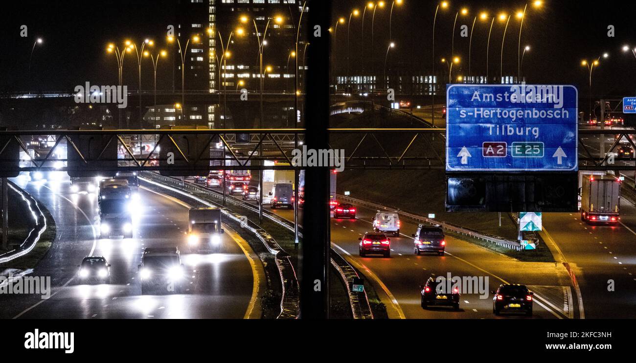 EINDHOVEN - Crowds on the A2 motorway near Eindhoven. Rijkswaterstaat ...