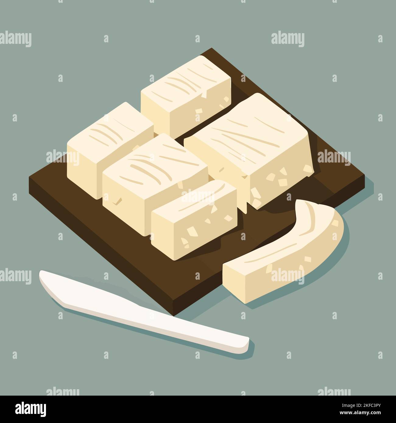 A digital art of cut tofu slices isolated on gray background Stock ...