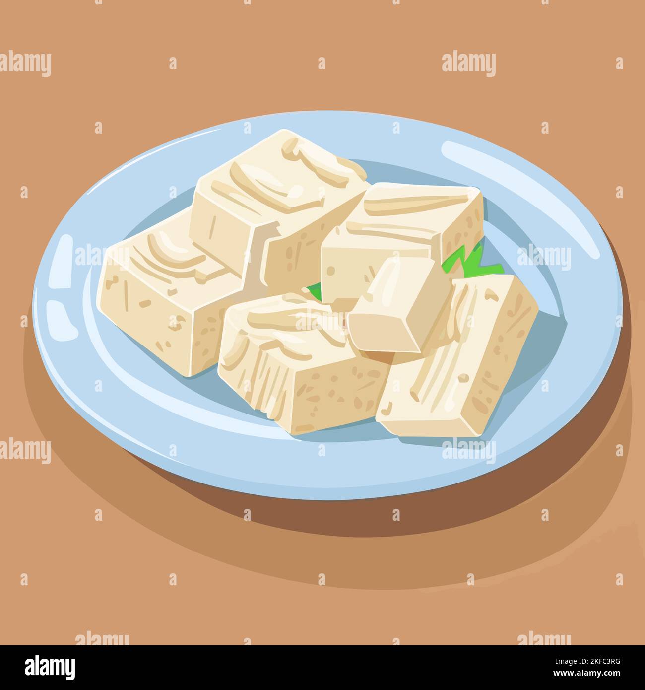 A digital art of cut tofu slices isolated on brown background Stock ...