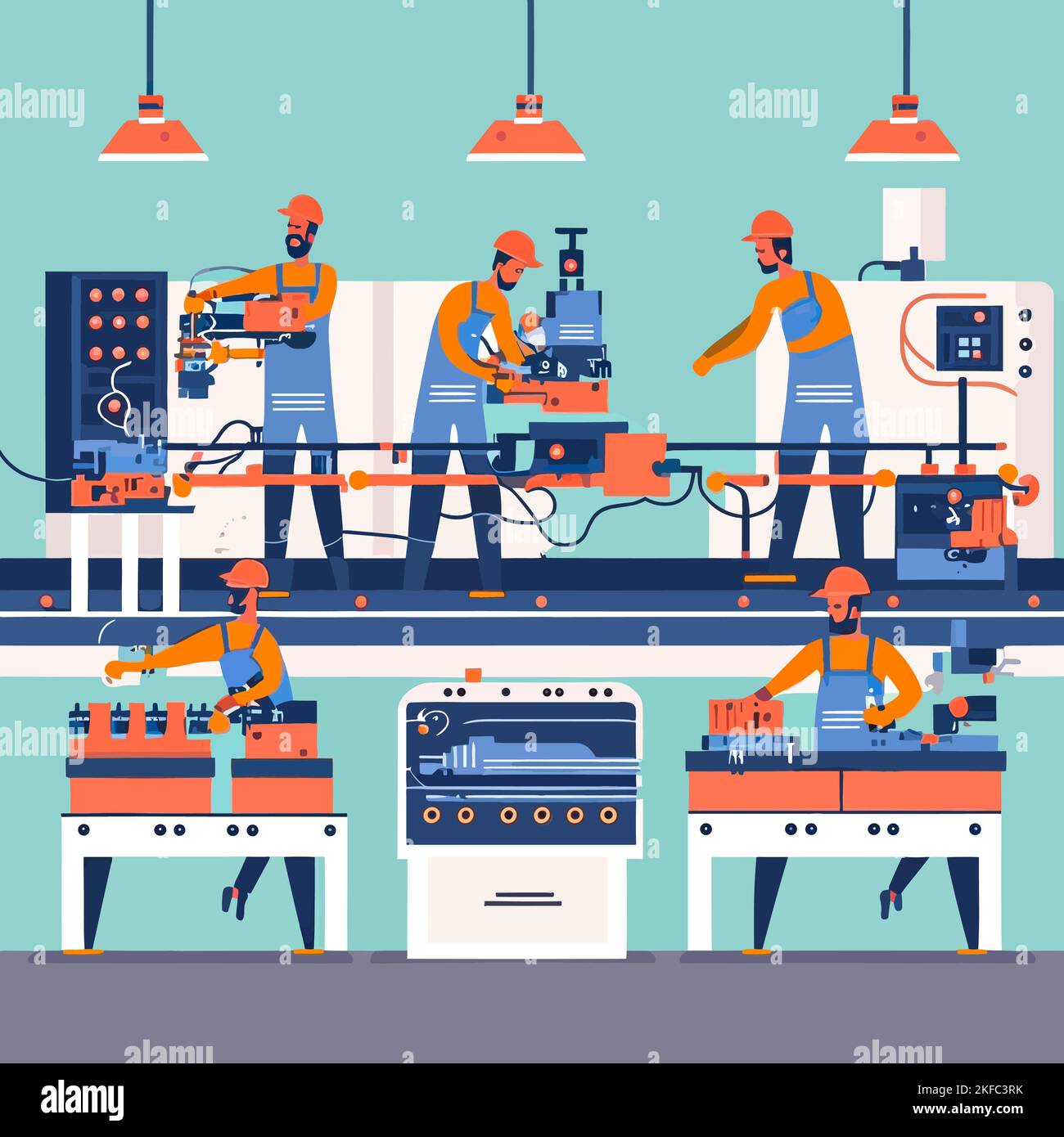 A digital art of people work in a factory Stock Vector Image & Art - Alamy