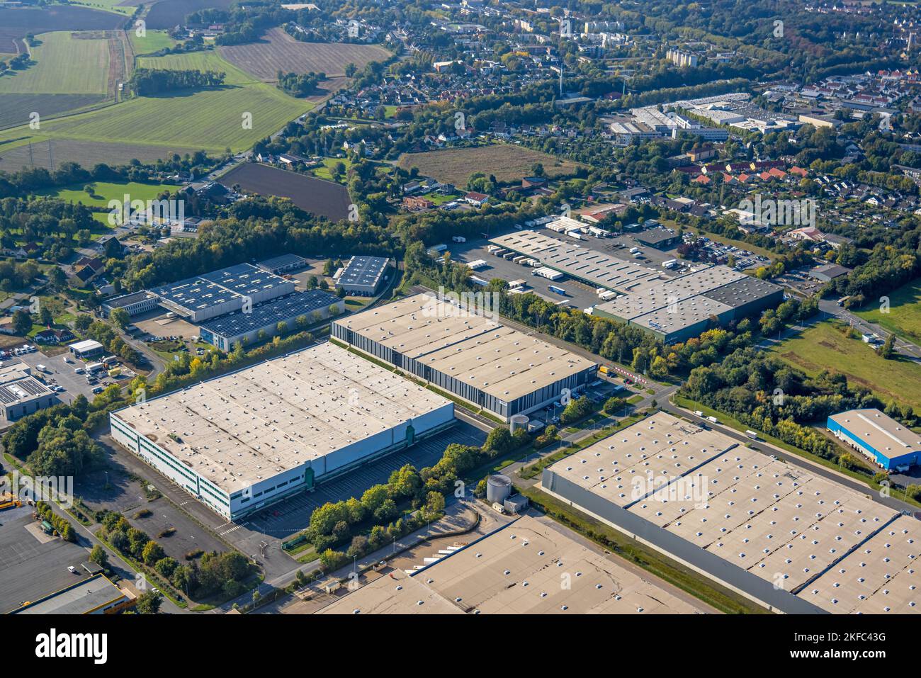 Aerial view, Unna-Nord industrial park, Amazon Logistik, Alte Heide ...