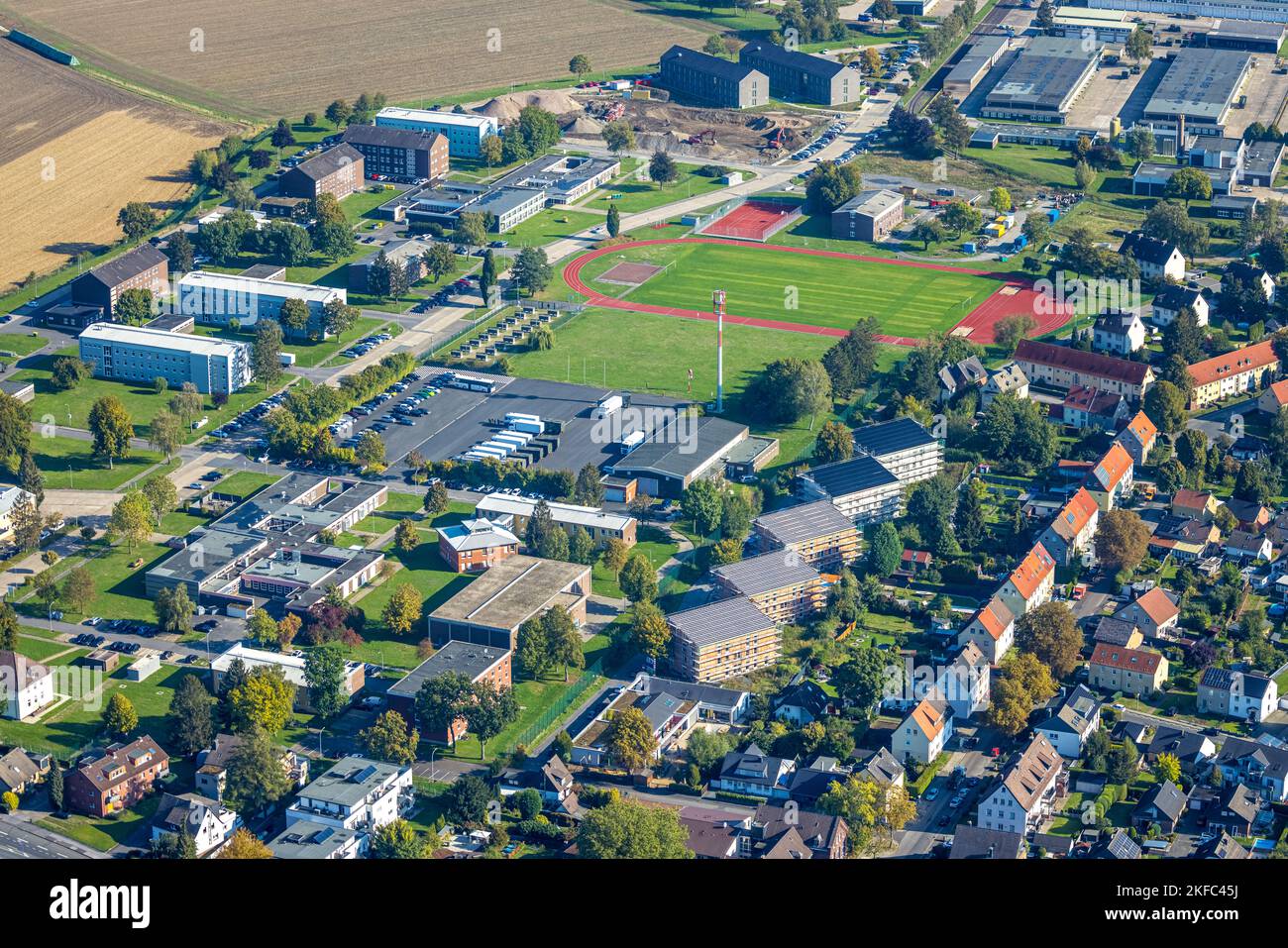 Aerial view, construction site and new building area Heinrichstraße ...