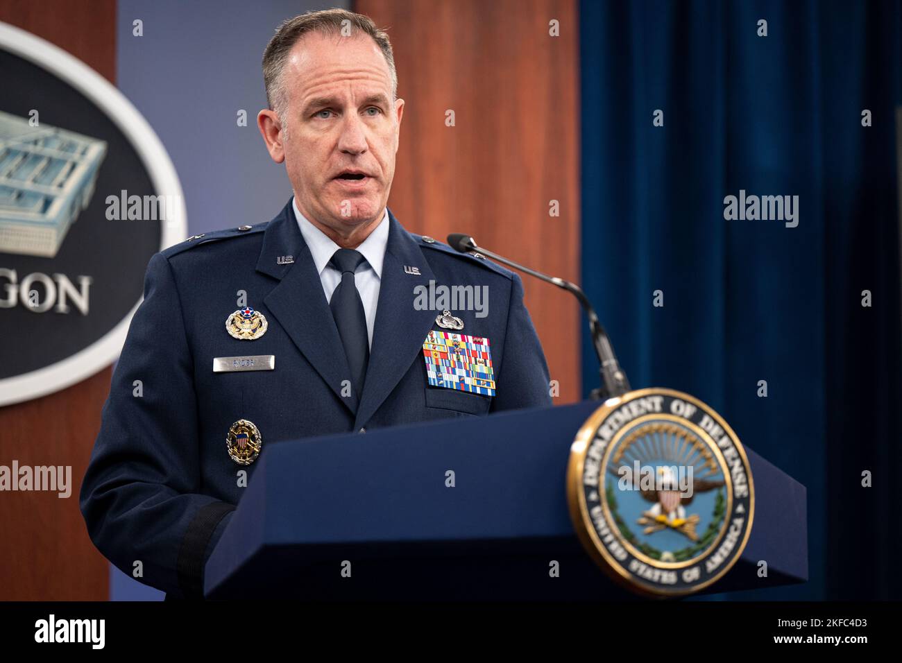 Pentagon Press Secretary Air Force Brig. Gen. Pat Ryder conducts a ...